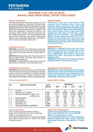 Heavy duty diesel oils pertamina | PDF