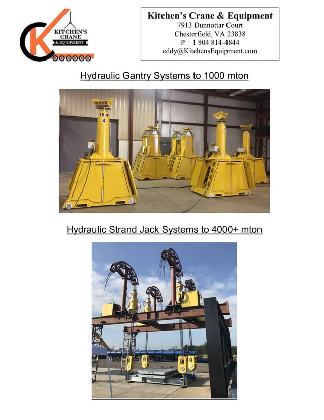 Heavy Lift & Transport Equipment Supply / Kitchen's Crane & Equipment | PDF
