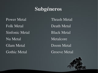 Evolución Del Metal árbol Genealógico Del Metal