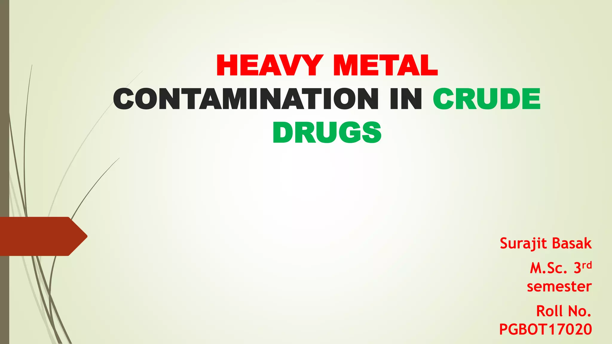 Heavy metal contamination in Crude Drug | PPTX