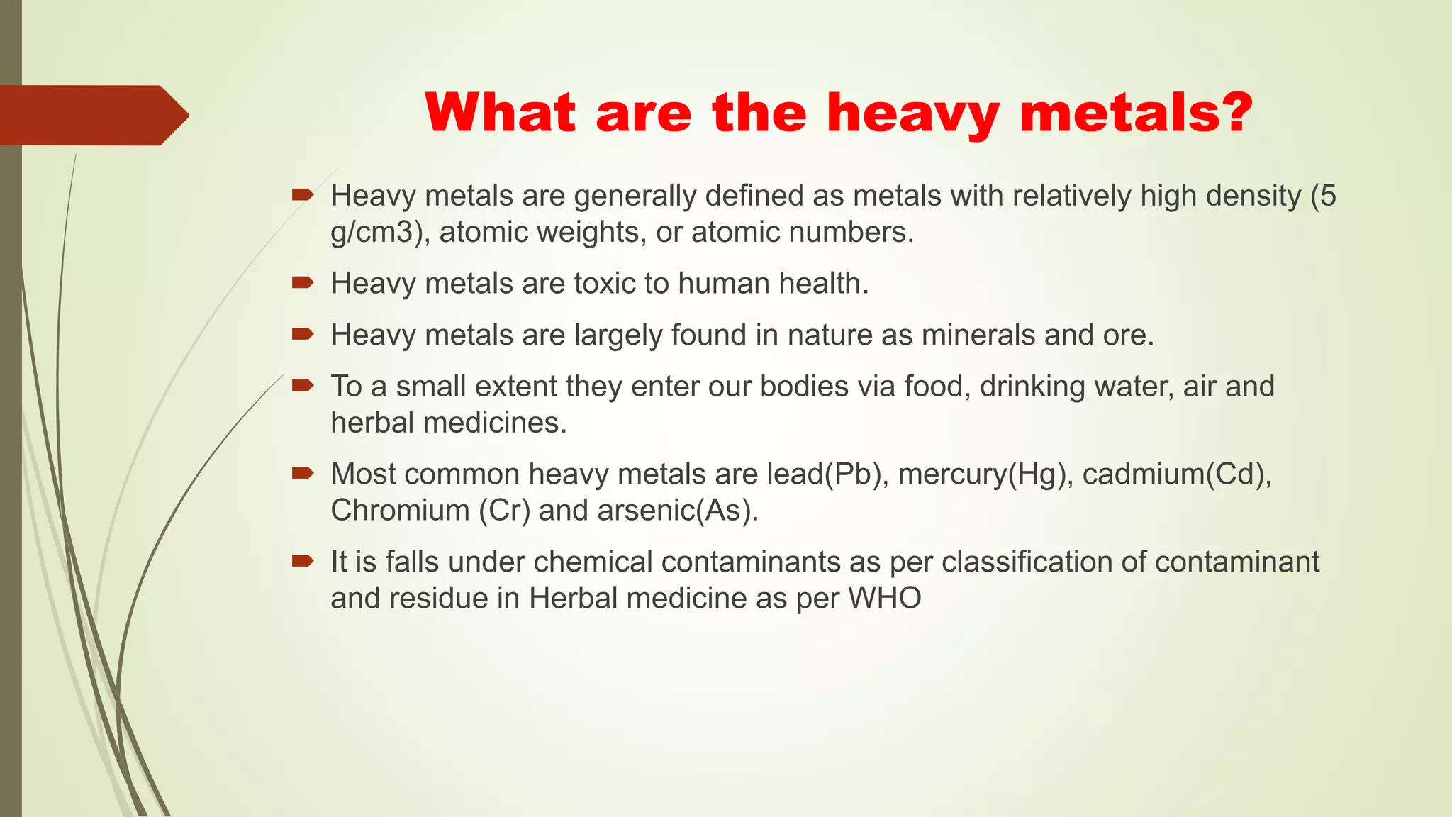 Heavy metal contamination in Crude Drug | PPTX