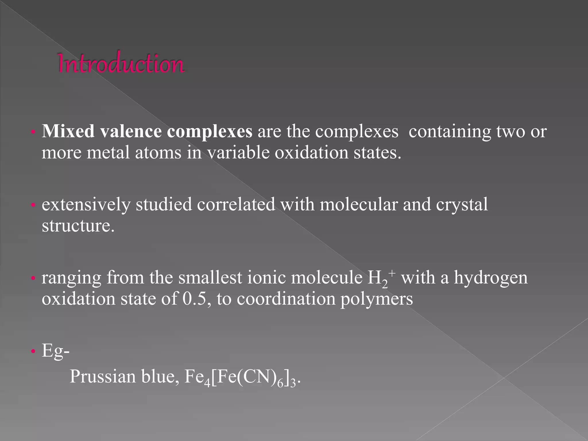 Heavy metal complexes bearing mixed oxidation states characterization ...