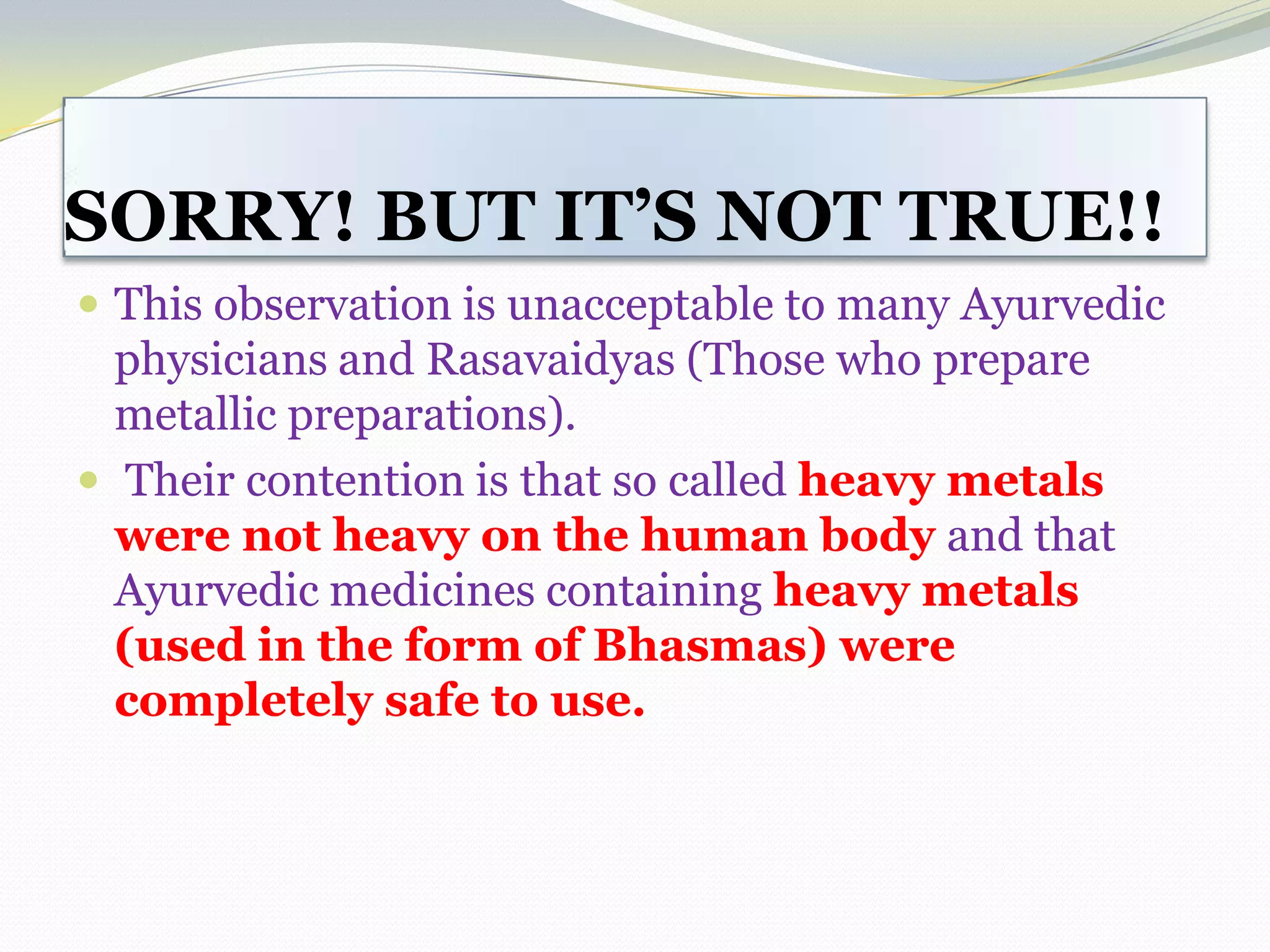 Heavy metals in ayurvedic drug formulations | PPTX