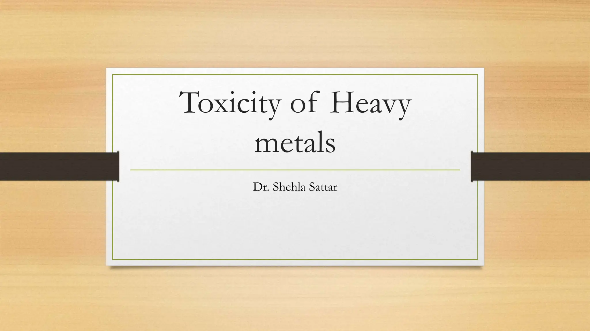 heavy metal toxicity and effect on the environment as well as on the ...