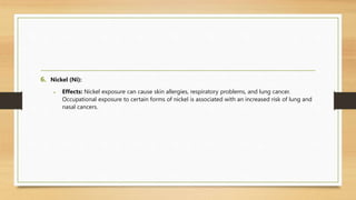 heavy metal toxicity and effect on the environment as well as on the ...