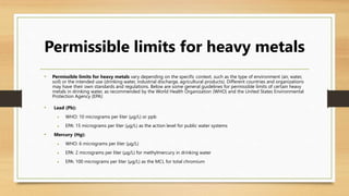 heavy metal toxicity and effect on the environment as well as on the ...