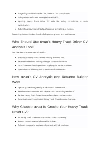 Heavy Truck Driver Resume Examples & Writing Guide for 2025 | PDF