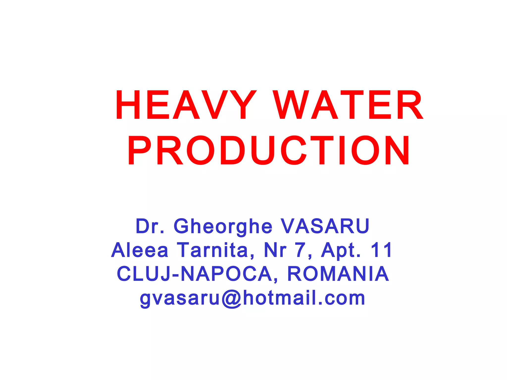 Heavy water production | PPT