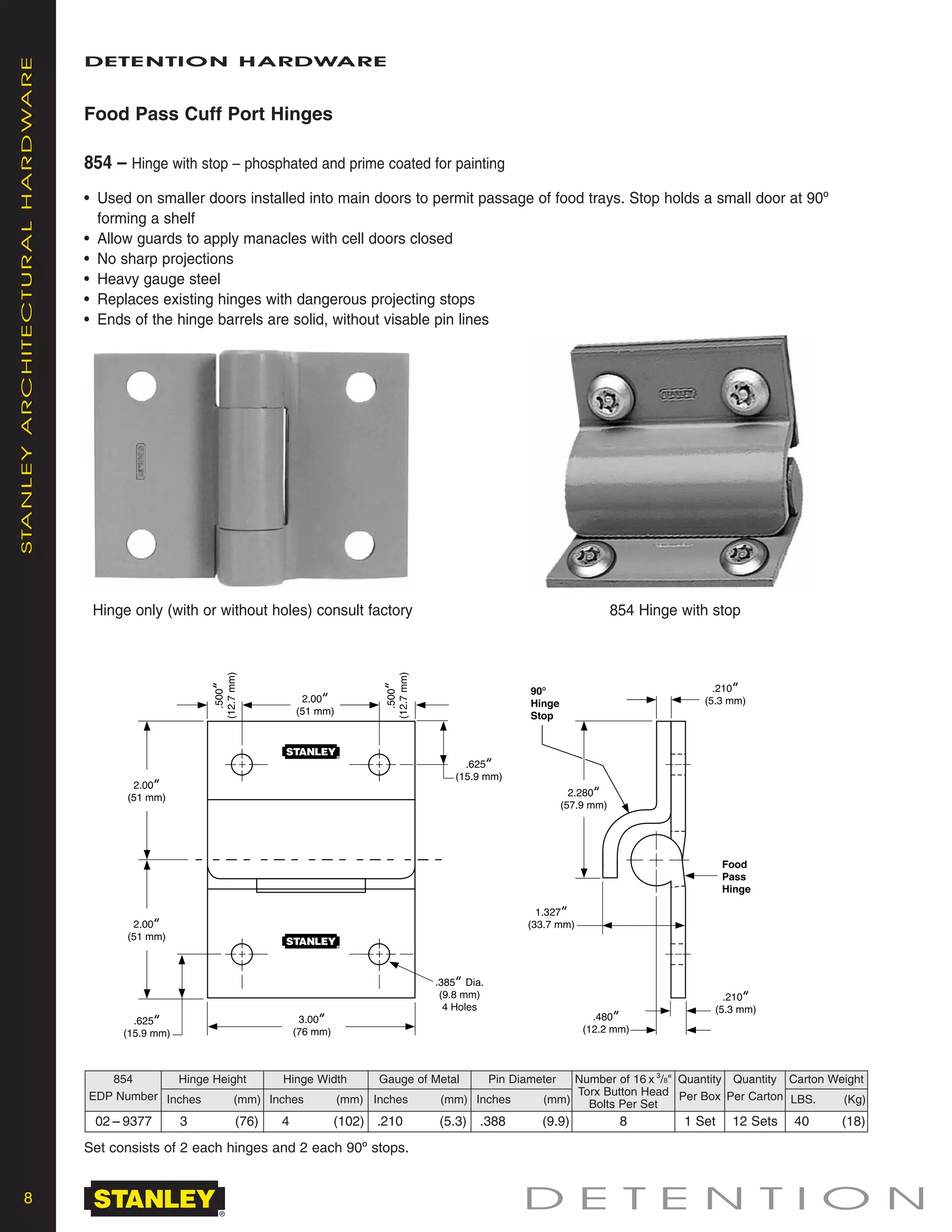 Heavy weight concealed bearing prison hinges | PDF