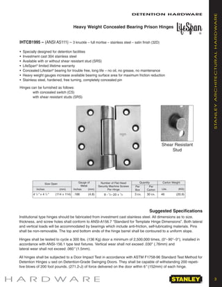 Heavy weight concealed bearing prison hinges | PDF