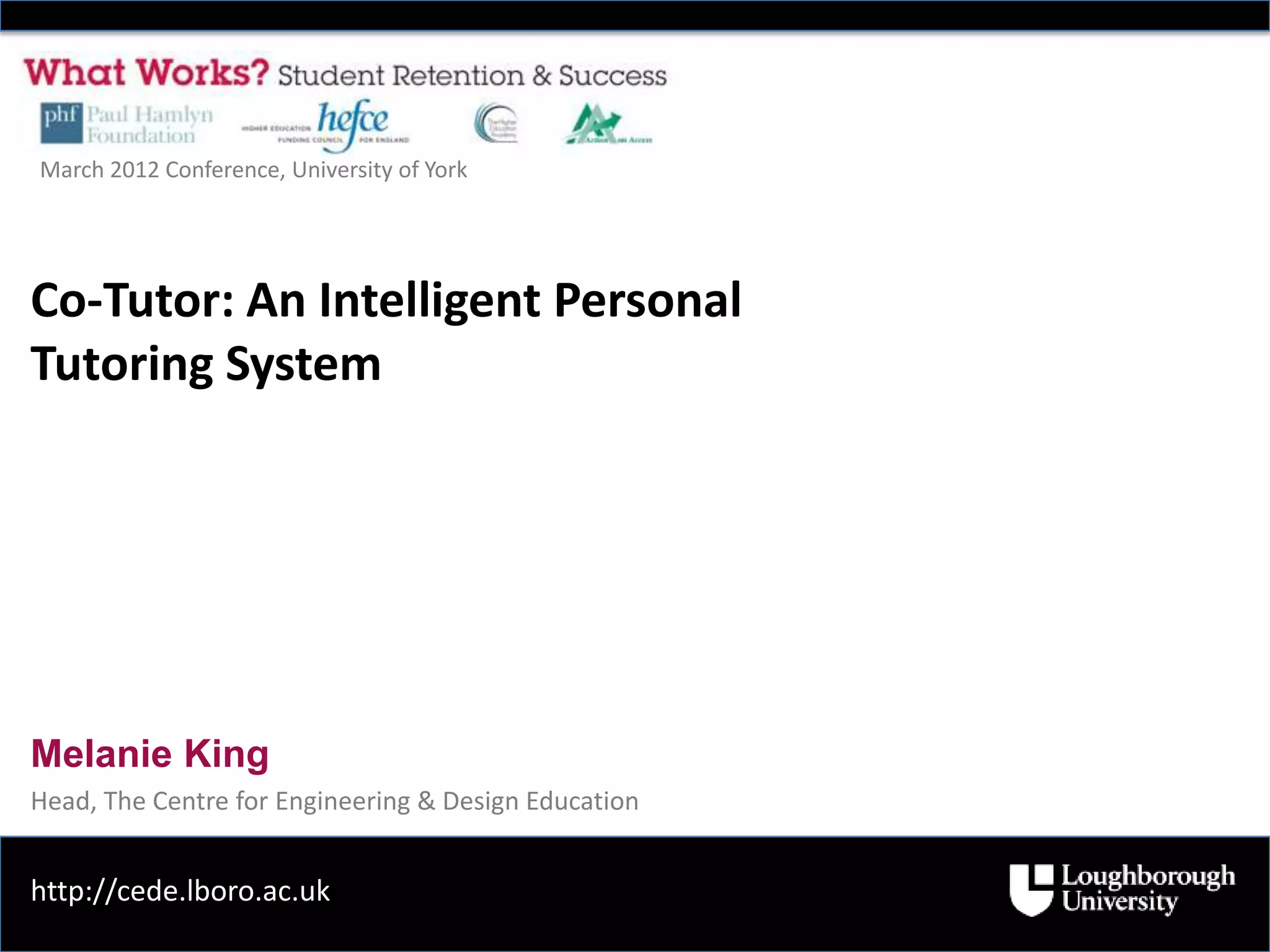 Co-Tutor: An Intelligent Personal Tutoring System | PPTX
