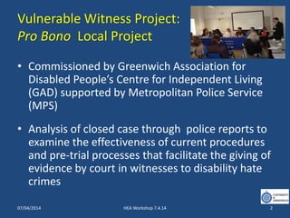The vulnerable witnesses project - Angela Laycock | PPT