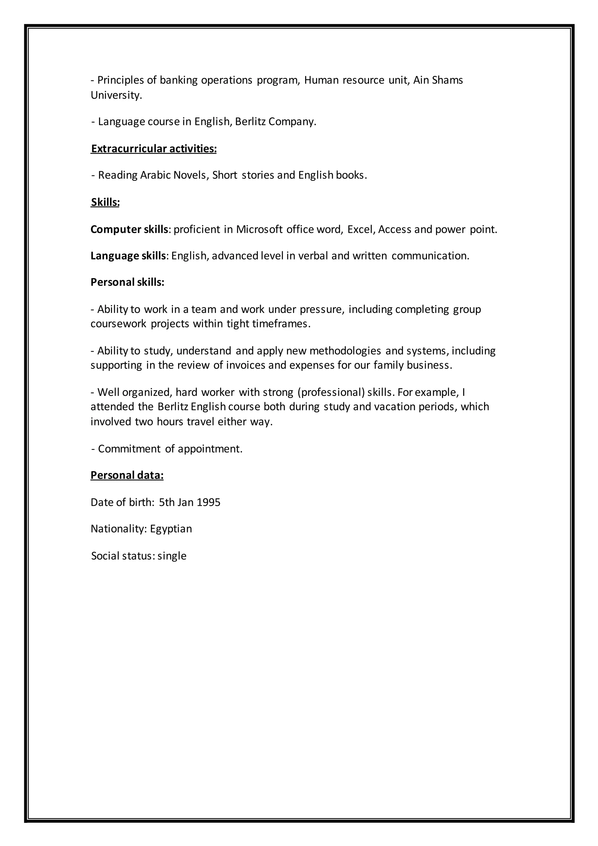 Heba ismail cv2 | PDF | Business | Business and Finance