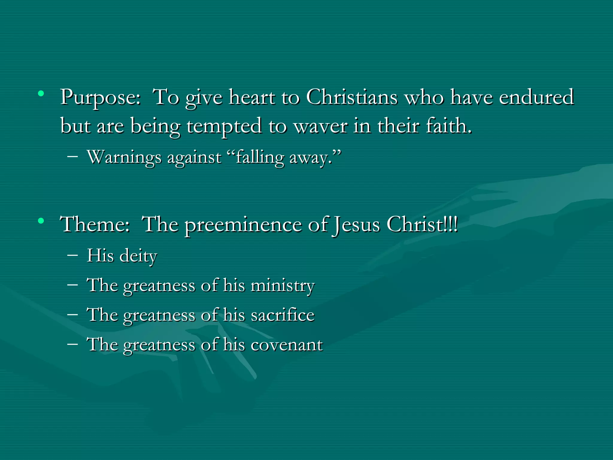 Hebrews: Salvation, Predestination and Falling Away | PPT
