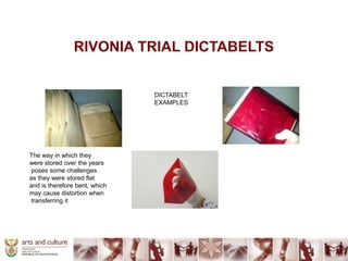 Rivonia Trial Dictabelt Project, Save Your Archive, Gerrit Wagener ...
