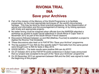 Rivonia Trial Dictabelt Project, Save Your Archive, Gerrit Wagener ...