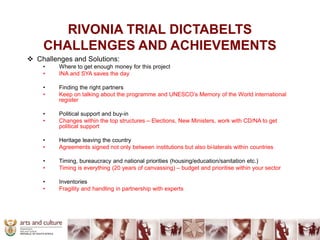 Rivonia Trial Dictabelt Project, Save Your Archive, Gerrit Wagener ...