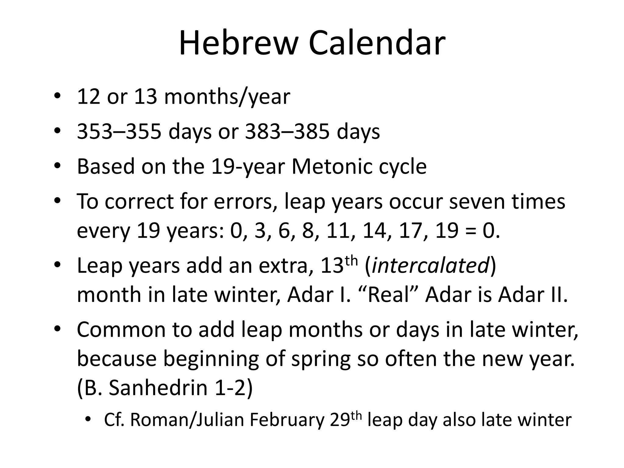 The Hebrew Calendar: It's About Time | PPT