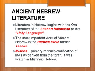 Hebrew literature ppt | PPTX