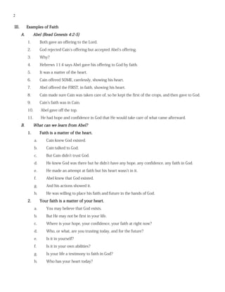 Free Sermon Outline - Hebrews 11:1-6 - A Matter of Faith | PDF