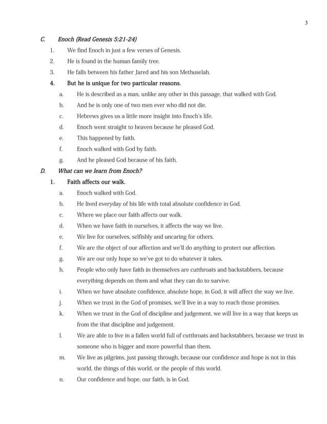 Free Sermon Outline - Hebrews 11:1-6 - A Matter of Faith | PDF