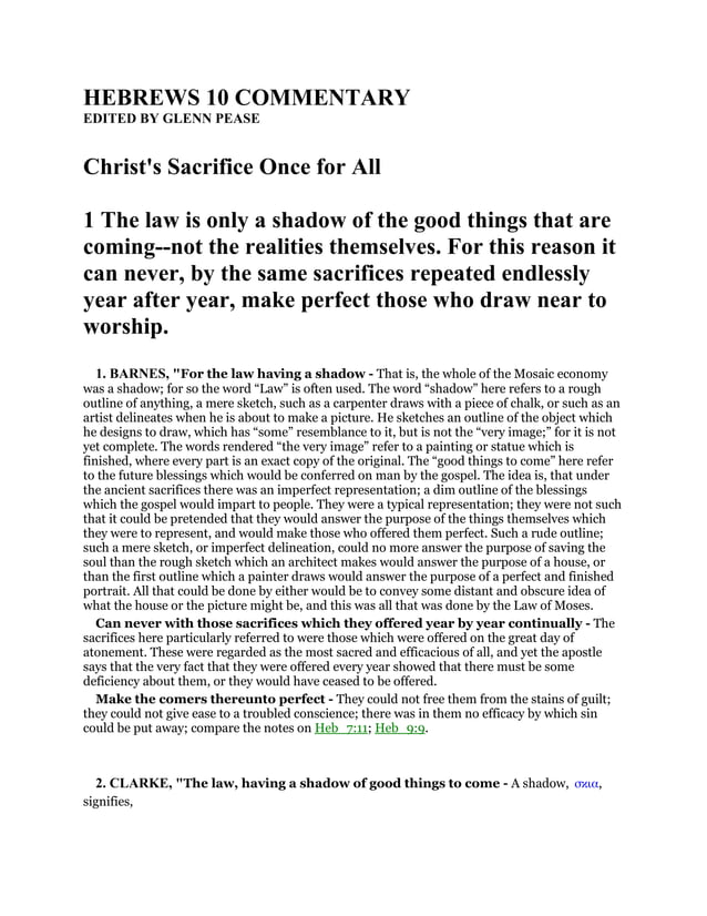 Hebrews 10 commentary | PDF