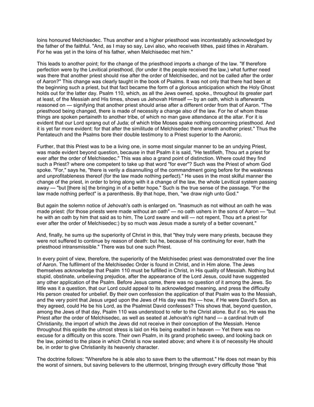 Hebrews 7 commentary | PDF