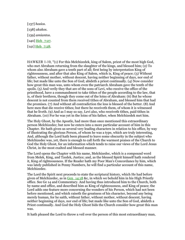 Hebrews 7 commentary | PDF | Christianity | Religion & Spirituality
