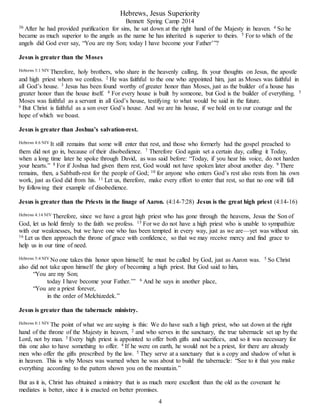 Overview of Hebrews, Jesus Superiority | PDF