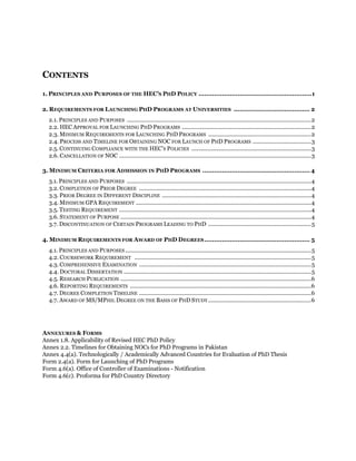 HEC PhD Policy and Quality FrameWork for Public and Private Universities | PDF