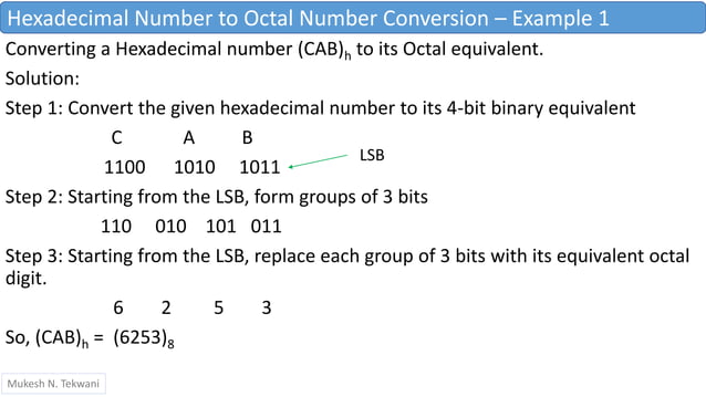 Hexadecimal to octal conversion | PPTX