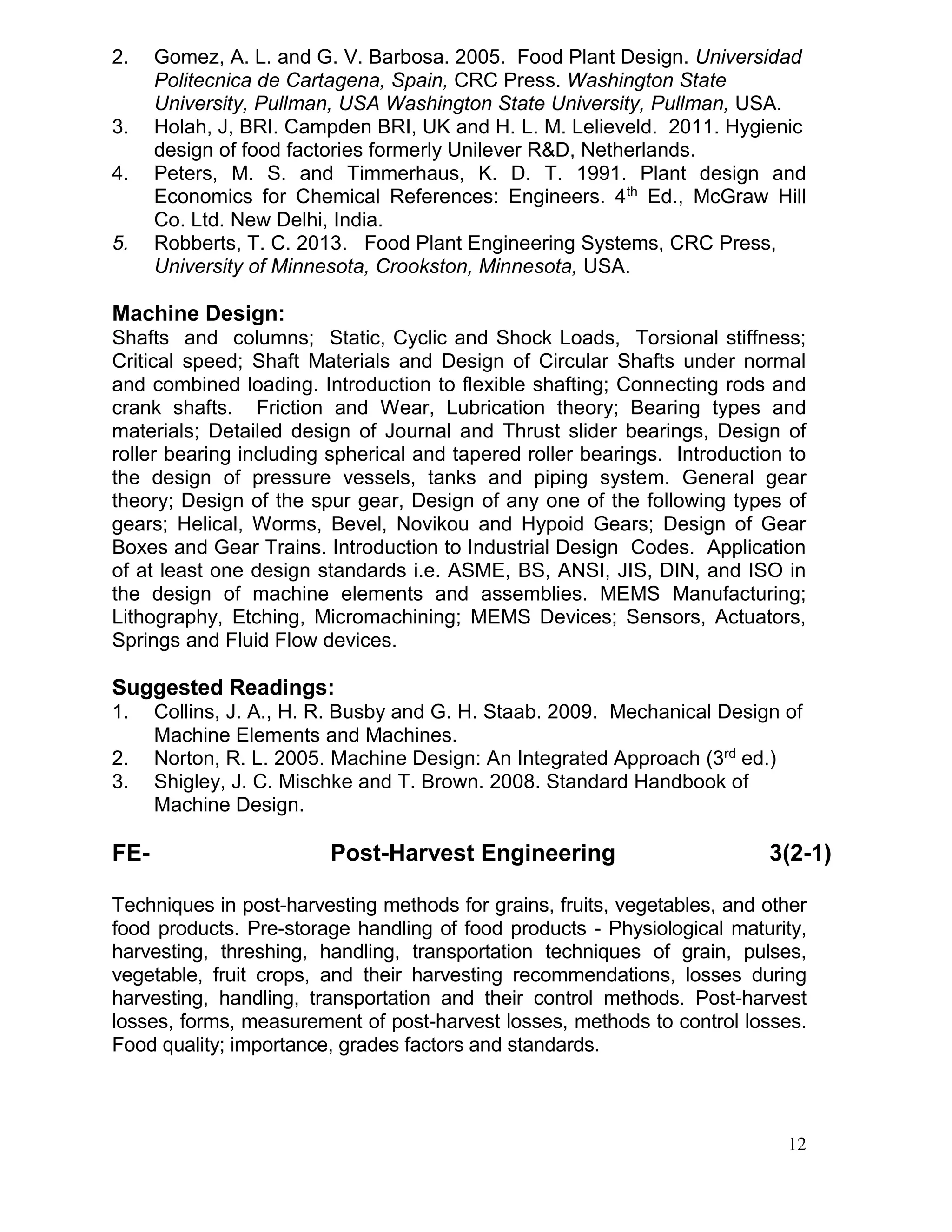 Hec food engineering 2012-13 | PDF