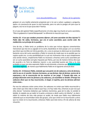 Hechos 23 y 24 escoge tu perfil doctrinal | PDF