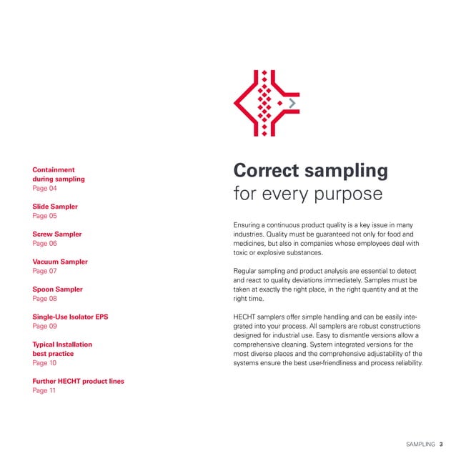 HECHT Brochure Sampling (BeNeLux) containment | PDF