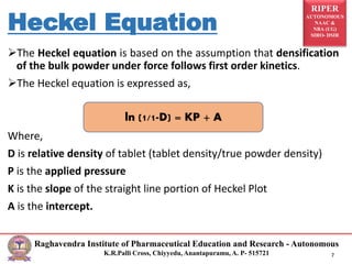 Heckel Plots for Tablet Compression | PPTX