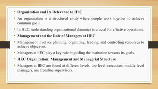 HEC Organization presentation in Management | PPT