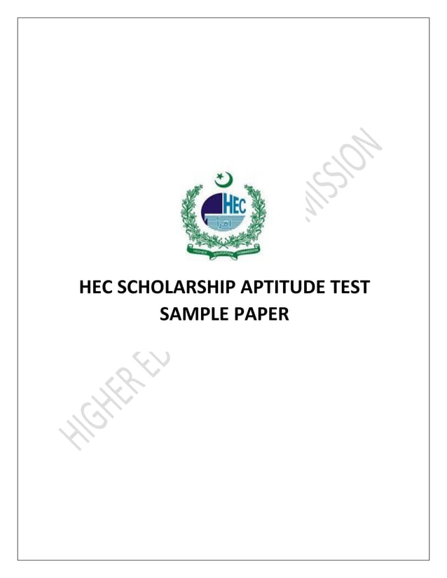 Hec scholarship test sample paper 2 | PDF | Educational Assessment ...