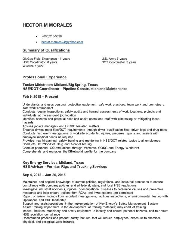 Hector M Morales Safety Resume | PDF