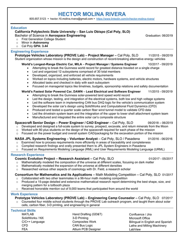 Hector Molina Rivera Resume | PDF
