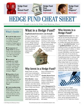 Hedge funds - Quick Overview | PDF | Hedge Funds | Personal Investing