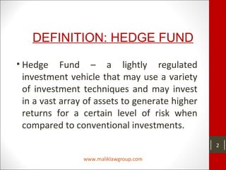 Hedge funds. a basic overview | PPT
