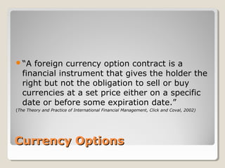 Hedging with currency option | PPT