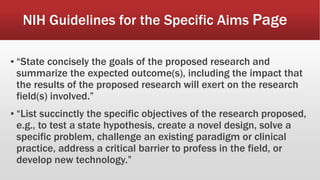 Dissecting the Critical Specific Aims Page of an NIH Grant by Madison ...