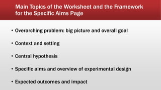 Dissecting the Critical Specific Aims Page of an NIH Grant by Madison ...