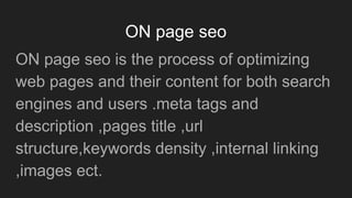 Basic search engine optimization information | PPTX | Search | Internet