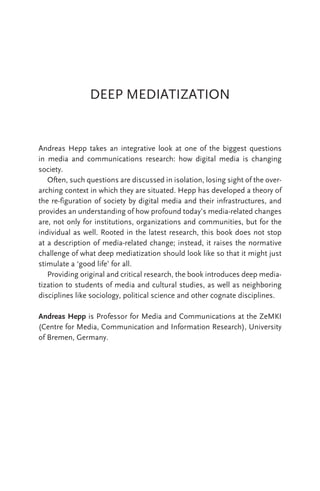 Deep Mediatization. Key ideas and cultural studies | PDF