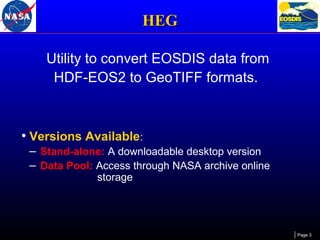 HDF-EOS to GeoTIFF Conversion Tool & HDF-EOS Plug-in for HDFView | PPT