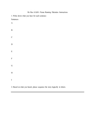 He Has A Girl's Name Running Dictation | PDF