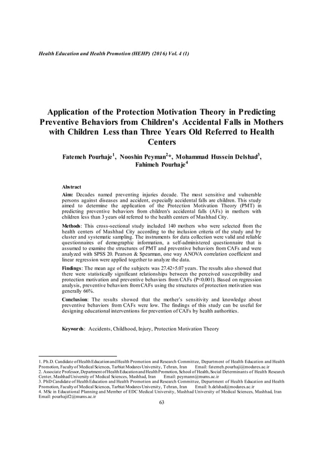 Application of the Protection Motivation Theory in Predicting ...