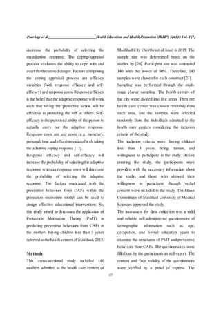 Application of the Protection Motivation Theory in Predicting ...
